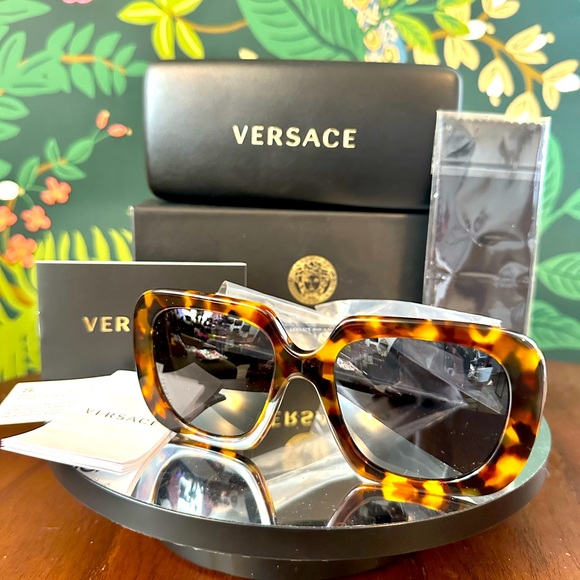 Versace | Accessories | Versace Tortoise Print Light Havana Dark Grey ...